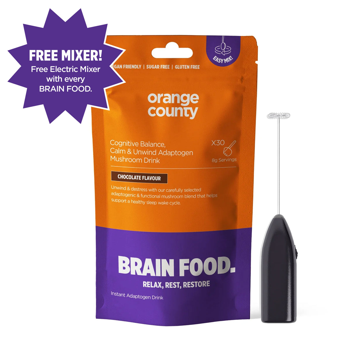 BRAIN FOOD. Calm & Unwind | 240g & Free Mixer – Orange County